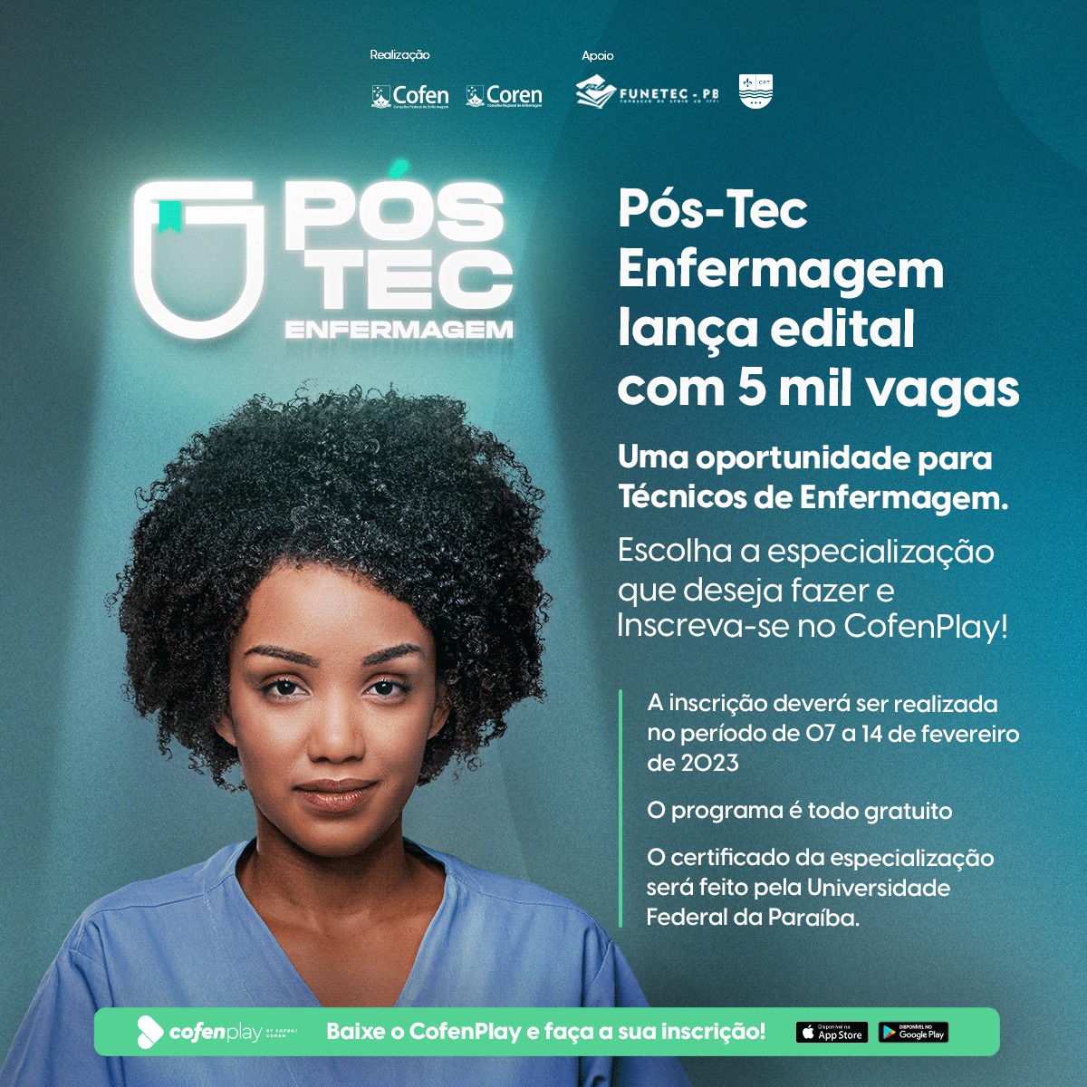 Cofen divulga site de inscrição do Pós-Tec Enfermagem - Cofen